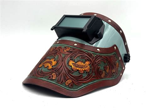 In Stock 82 Outlaw Leather Welding Hood Black Floral