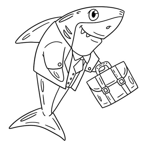 비즈니스 슈트를 입은 상어의 귀 ⁇ 고 재미있는 색칠 페이지는 어린이들에게 몇 시간 동안 색칠 재미를 제공합니다 이 페이지를 색칠하는 것은 매우 쉽습니다 작은 어린이와