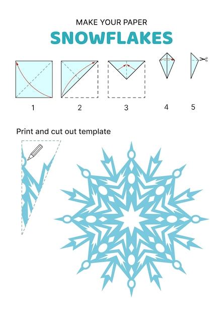 Premium Vector How To Make Papercraft Snowflake Paper Template For Snowflake Vector