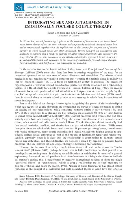 Pdf Integrating Sex And Attachment In Emotionally Focused Couple Therapy Pdf Integrating Sex And Attachment In Emotionally Focused Couple Therapy