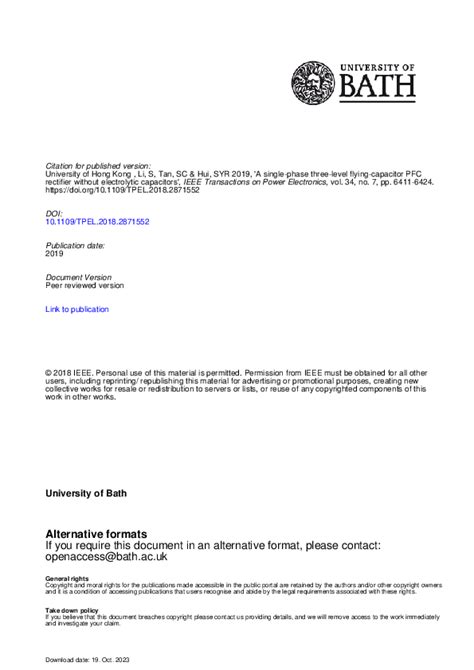 Pdf A Single Phase Three Level Flying Capacitor Pfc Rectifier Without Electrolytic Capacitors