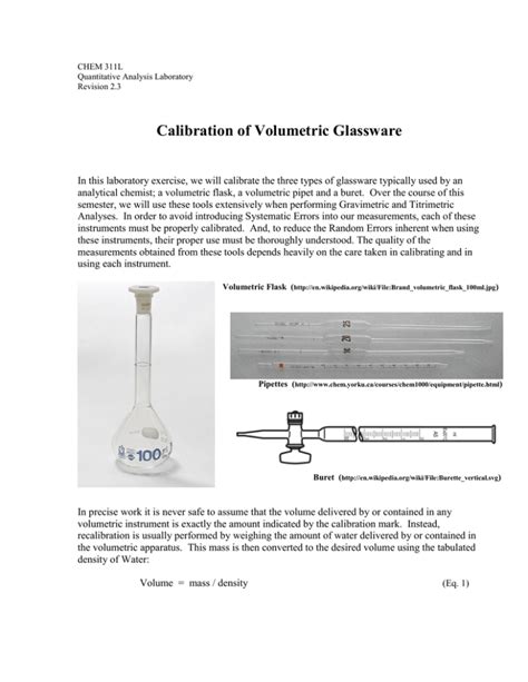 Volumetric Glassware Calibration Lab Manual