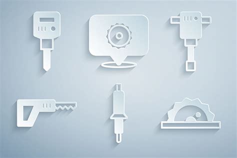 납땜 철 건설 잭해머 왕복 톱 전기 원형 원형 블레이드 및 아이콘을 설정합니다 벡터 3차원 형태에 대한 스톡 벡터 아트 및 기타 이미지 Istock