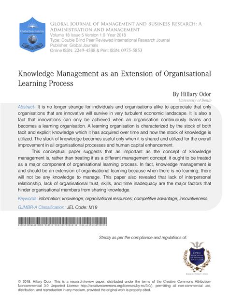Pdf Knowledge Management As An Extension Of The Organisational