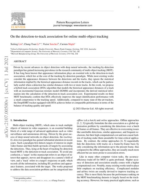 Pdf On The Detection To Track Association For Online Multi Object