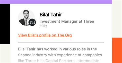 Bilal Tahir Investment Manager At Three Hills The Org