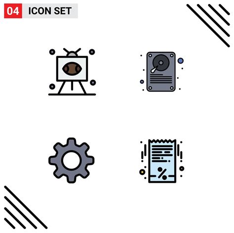 Set Of 4 Modern Ui Icons Symbols Signs For Football Cog Sports Hard Disc Gear Editable Vector