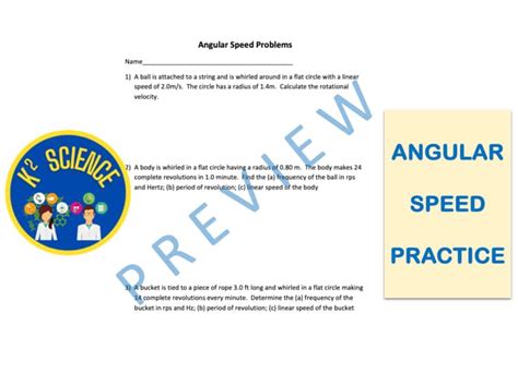 Angular Speed Practice Unit 7 Rotational Motion Physics Tpt
