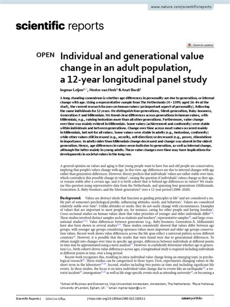 Individual And Generational Value Pdf Social Psychology