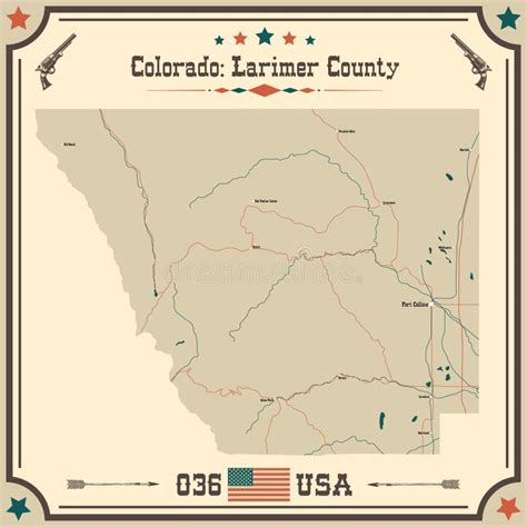 Map Of Larimer County Colorado Usa With Vintage Colors Stock Vector Illustration Of Rivers