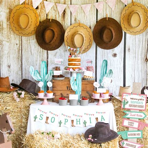 Girls Cowgirl Birthday Party Decor Cowgirl Watercolor Party Decor Girls