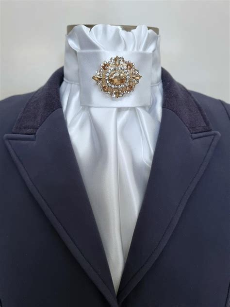 ERA Euro Charize Pre Tied Stock Tie White Satin With Crystal Brooch Etsy