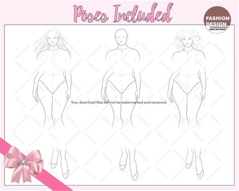 Plus Size Fashion Figure Curvy Croqui Templates 6 POSES Etsy Plus