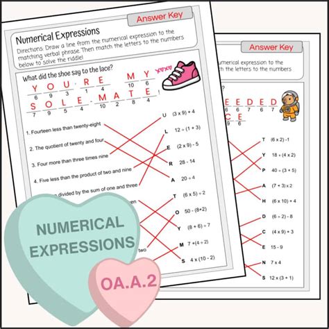 Valentines Day Math Riddles Order Of Operations Numerical Expressions