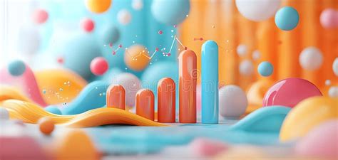 Dynamic And Colorful Data Visualization With Vibrant Charts And Floating Elements In Abstract