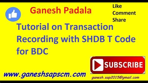 Tutorial On Transaction Recording With Shdb T Code For Bdc Sap Abap For Functional Consultants