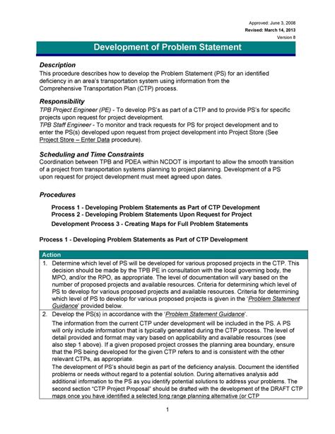 Printable 50 Printable Problem Statement Templates Ms Word Problem Management Policy Template