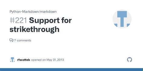 Support For Strikethrough · Issue 221 · Python Markdownmarkdown · Github