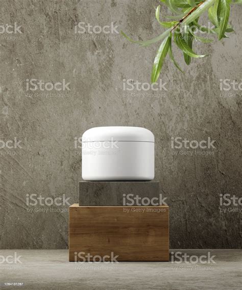 천연 화장품 크림 프리젠 테이션을위한 받침대 식물 잎돌과 나무 실린더 3d 일러스트레이션 개체 그룹에 대한 스톡 사진 및 기타 이미지 Istock