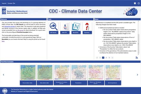 Homepage Of The Interactive Climate Data Center Portal Source