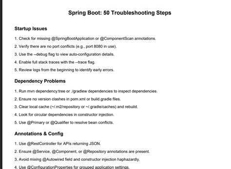 Spring Boot Troubleshooting Cheatsheet