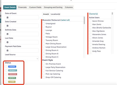 customizing an event details report tripleseat support