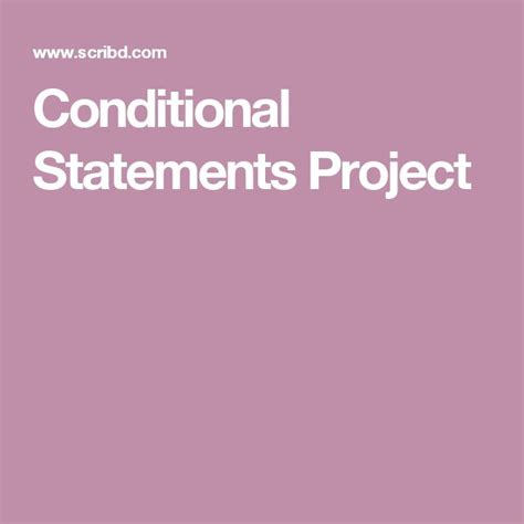 Conditional Statements Project Book Projects Projects Powerpoint Presentation