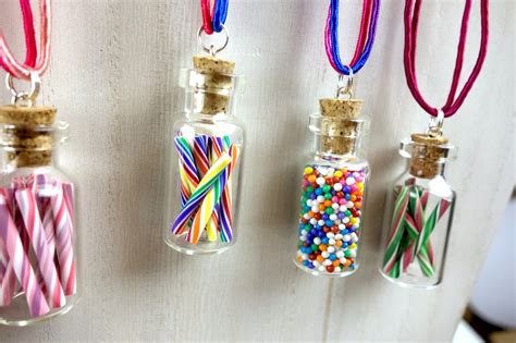 Rainbow Candy Jar Necklace Cherry Rainbow Swirl Candy Sticks