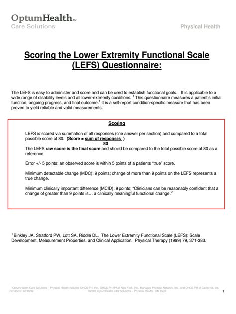 Lower Extremity Functional Scale Scoring At Millard Brochu Blog