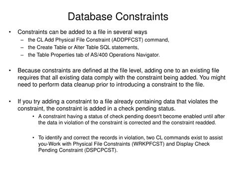 ppt database constraints powerpoint presentation free download id