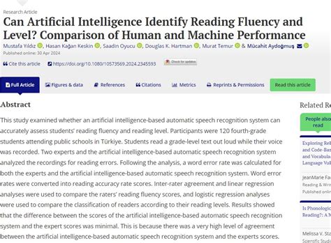 Can Artificial Intelligence Identify Reading Fluency And Level