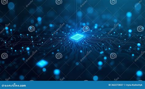 Glowing Microchip On Futuristic Circuit Board Abstract Technology Artificial Intelligence