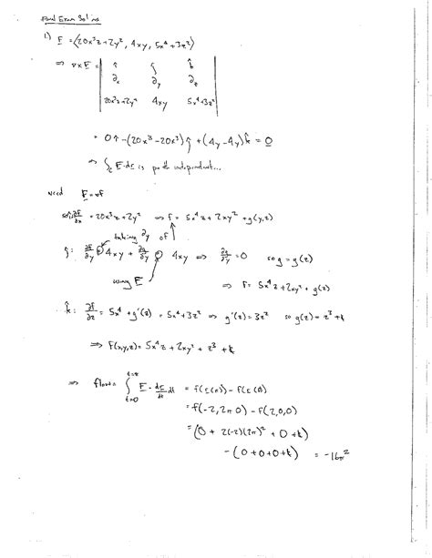 Vector Field Calculus Three Solved Exam Docsity