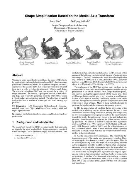Pdf Shape Simplification Based On The Medial Axis Transform