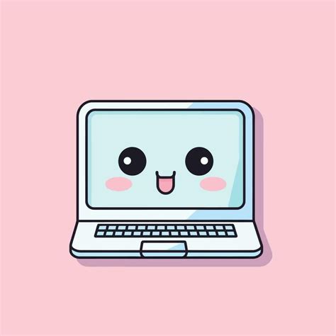 Cute Kawaii Laptop Chibi Mascot Vector Cartoon Style Cartoon Styles Computer Drawing Drawing