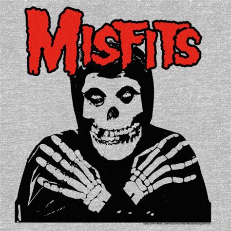Womens Misfits Fiend Skull Red Logo T Shirt Athletic Heather