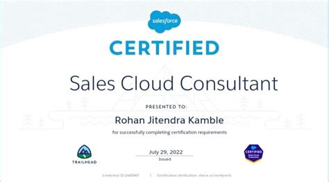 Rohan Kamble On Linkedin Certification Salesforce
