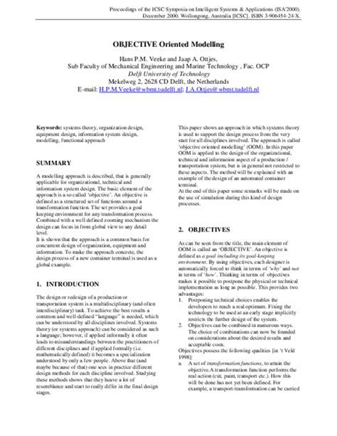 Pdf Objective Oriented Modelling