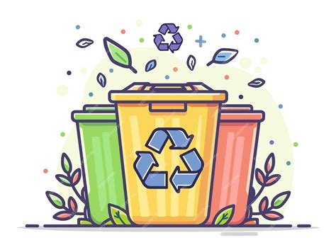 Premium Vector Three Recycling Bins With Recycling Symbols Surrounded