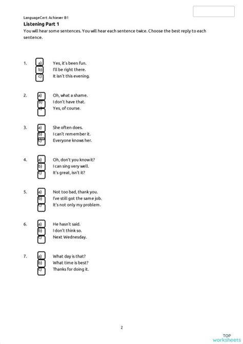 Language Cert B1 Practice Test 1 Practice Material Interactive Worksheet Topworksheets
