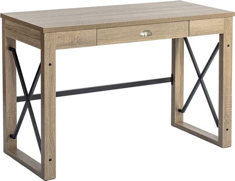 Furniturer Industrial Computer Desk With Storage Drawer