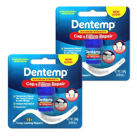 Dentemp Maximum Strength Loose Cap And Lost Filling Repair Pack Of 2