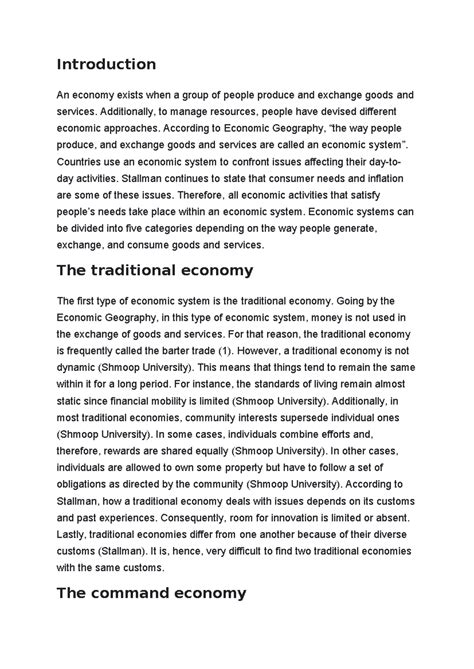 Classification Essay Cllass 2 Introduction An Economy Exists When A