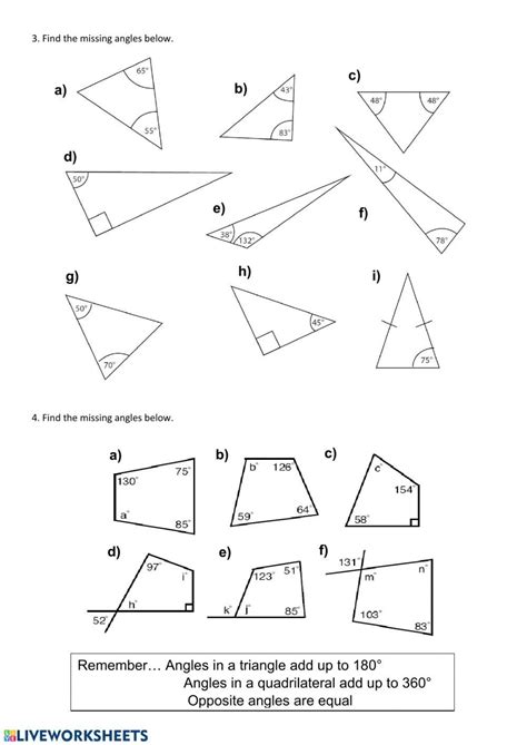 Find The Missing Angle Worksheets