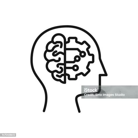 인공 지능의 편집 가능한 아이콘 흰색 배경에 격리된 벡터 그림 프레젠테이션 웹 사이트 또는 모바일 앱에 사용 개념에 대한 스톡