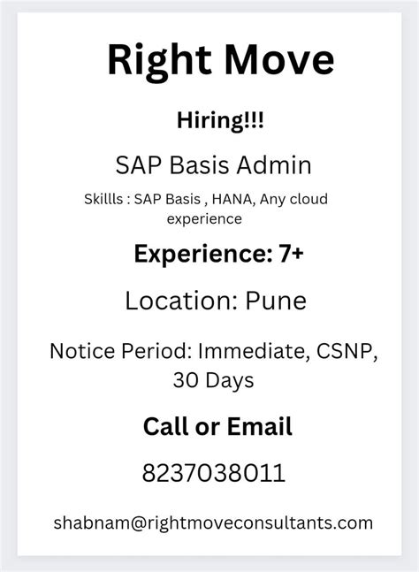 shabnam p on linkedin sapbasis sapbasisadmin hiring hiringnow rightmove