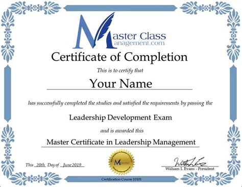 Business Management Certification Course Certificate Of Completion
