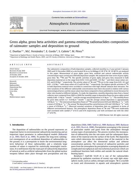 Pdf Gross Alpha Gross Beta Activities And Gamma Emitting