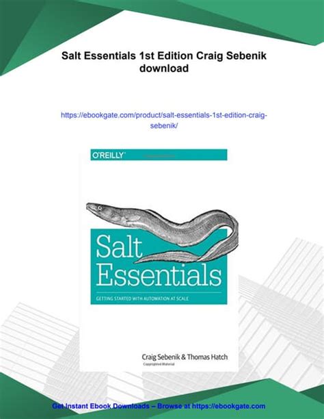 Salt Essentials 1st Edition Craig Sebenik Pdf