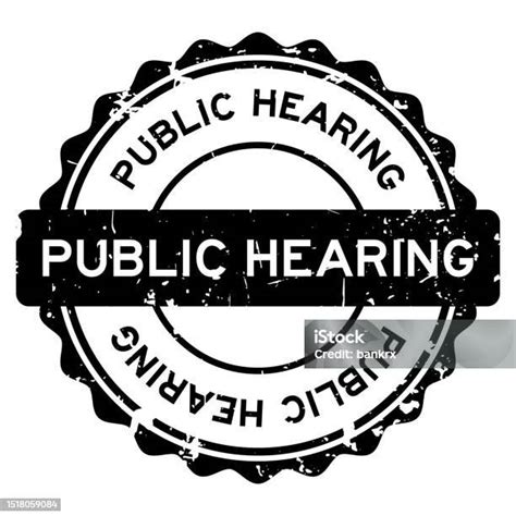 흰색 바탕에 그런지 블랙 공청회 단어 둥근 고무 씰 스탬프 결정에 대한 스톡 벡터 아트 및 기타 이미지 결정 고무 권위 Istock